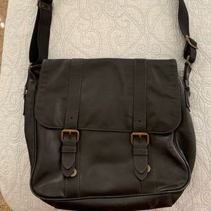 Bosca | Bags | Bosca Black Leather Messenger Bag | Poshmark